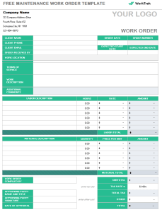 Free Work Order Template - WorkTrek